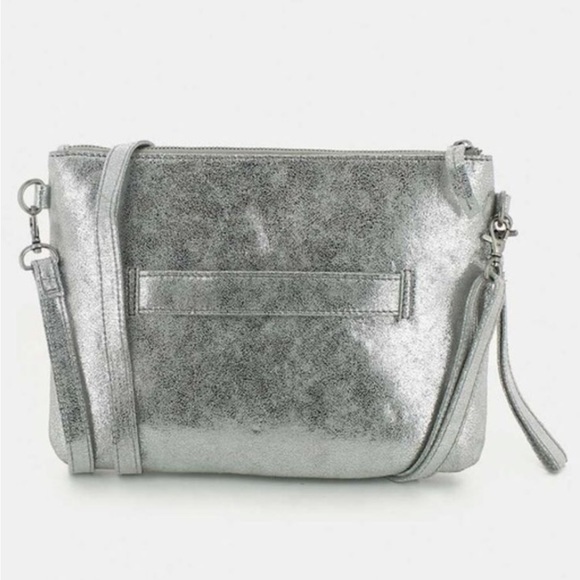 Jonak | Bags | Jonak Paris Silver Metallic Convertible Clutch Purse Bag ...